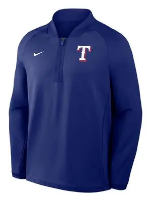 Nike Texas Rangers Authentic Collection Dri-fit Mlb 1/2-zip Long-sleeve Top - Blue
