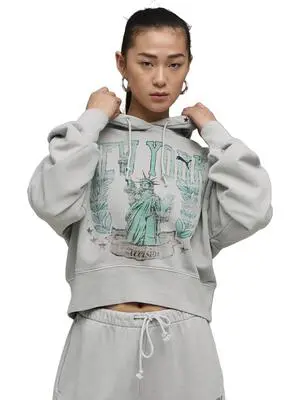 PUMA Wardrobe Essentials Nyc Cropped Hoodie - Gray