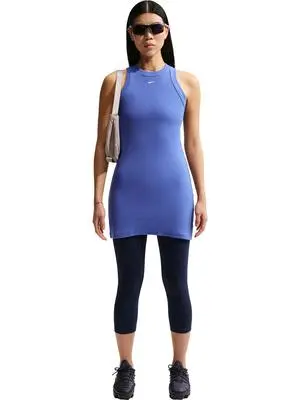 Nike Sportswear Chill Knit Tight Ribbed Tank Top Dress - Blue