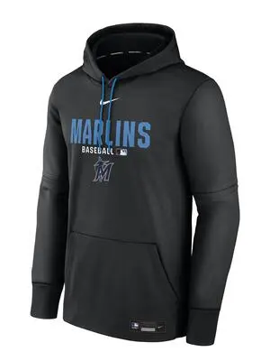 Nike Miami Marlins Authentic Collection Therma Mlb Pullover Hoodie - Black