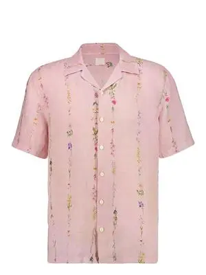 120% Lino Bouquet Regular Fit Linen Shirt - Pink