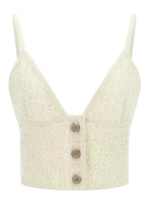 Alessandra Rich V-neck Tank Top - Neutrals