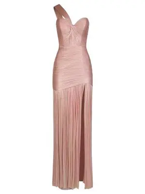 IMROSKA One-shoulder Slit Maxi Dress - Pink