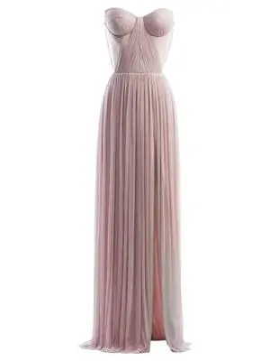 IMROSKA Strapless Draped Maxi Gown - Pink