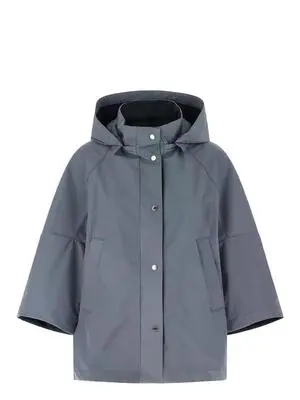 MOORER Flared Jacket With Removable Hood - Blue