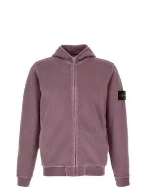 Stone Island Hoodie With Logo Badge - Purple