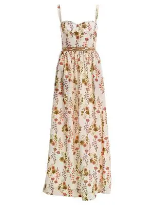 Agua Bendita Floral-print Maxi Dress - Neutrals