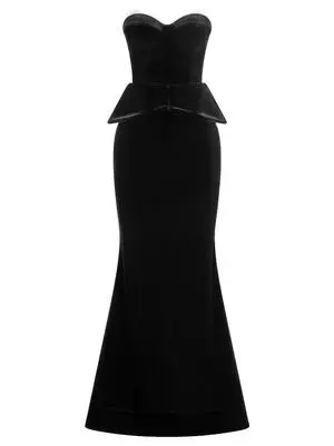 IMROSKA Strapless Peplum Maxi Dress - Black