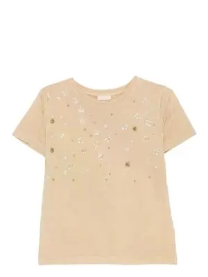 Liu Jo Sequin-embellished T-shirt - Neutrals