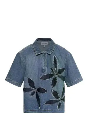 Munthe Floral-appliqué Shirt - Blue