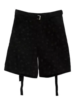 Sacai Floral-detail Belted Shorts - Black