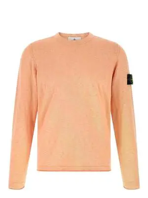 Stone Island Crew-neck Sweater With Logo Badge - Orange