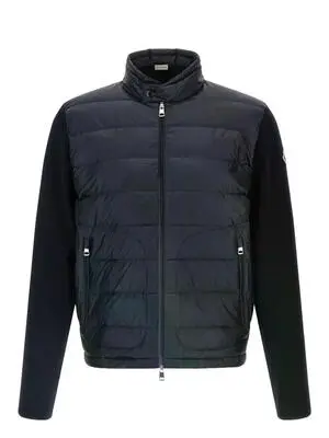 Moncler Zip-up Ribbed-knit Jacket - Blue
