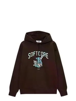 MSGM Graphic Print Hoodie - Brown
