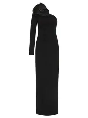 Rebecca Vallance Evolet One-shoulder Ruffled Gown - Black