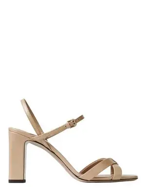 JIMMY CHOO Elsy Leather Block-heel Sandals - Neutrals