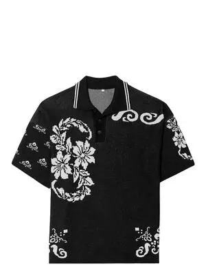 Agua Bendita Cobana Floral-pattern Polo Shirt - Black