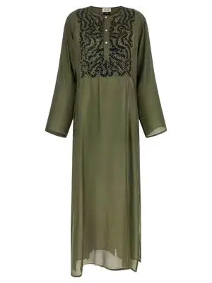 P.a.r.o.s.h Floral-embroidered Maxi Dress - Green