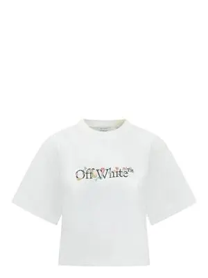 Off-White Floral Print Crop T-shirt - White