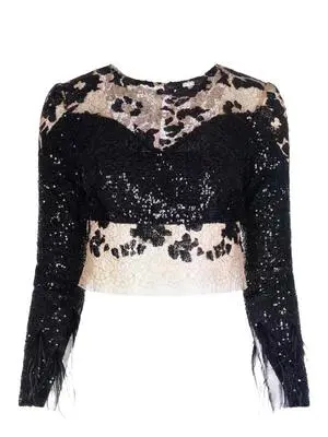 IMROSKA Sequin-embellished Lace Blouse - Black