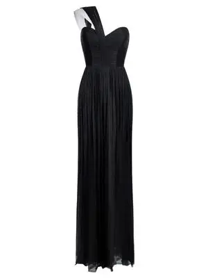 IMROSKA 21 One-shoulder Draped Maxi Dress - Black