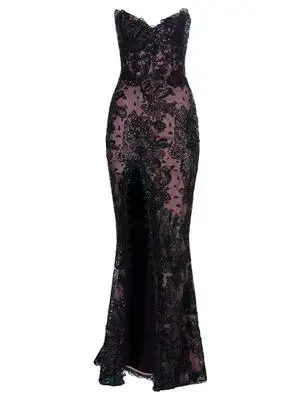 IMROSKA Piano Zid Lace-detail Maxi Dress - Black
