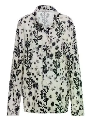 Agua Bendita Keshi Floral-print Cotton Shirt - White