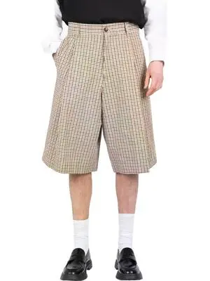 SOCIETE ANONYME Checked Pleated Shorts - Neutrals