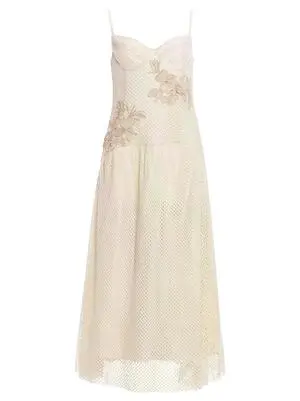 Agua Bendita Rayna Floral-embellished Midi Dress - Neutrals