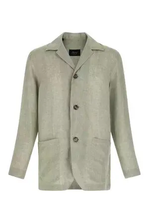 Brioni Patch Pocket Linen Shirt Jacket - Green