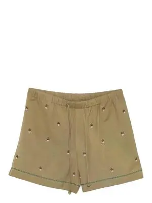 BAZISZT Floral-detail Shorts - Green