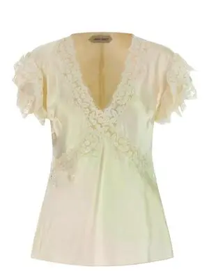 Alberta Ferretti Lace Ruffled Blouse - Neutrals