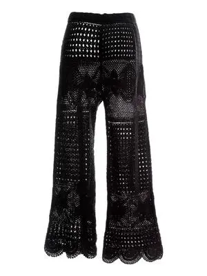 Agua Bendita Crochet-knit Flared Trousers - Black
