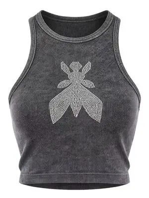 Patrizia Pepe Logo-embellished Tank Top - Grey