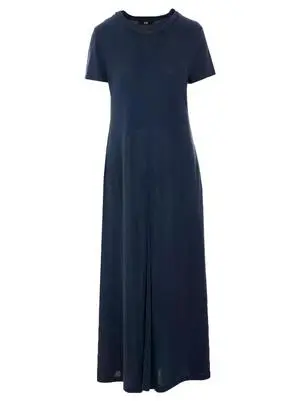 ELEH Crew-neck Short-sleeve Maxi Dress - Blue