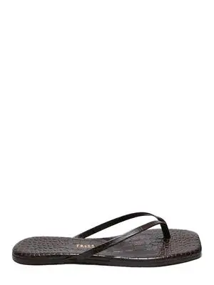 Tkees Lily Square Croc-effect Flip-flops - Brown