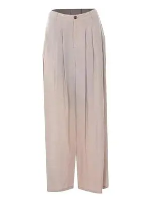 ELEH Pleated Wide-leg Trousers - Neutrals