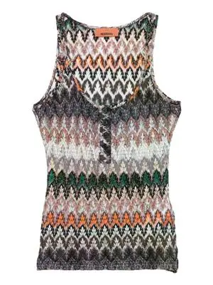 Missoni Buttoned Patterned Tank Top - Brown