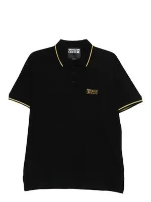 Versace Ribbed-trim Polo Shirt - Black