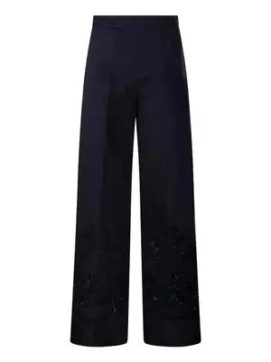 FORTE_FORTE Floral Appliqué Trousers - Blue