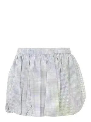 ELEH Checked Mini Skirt With Elasticated Waistband - White