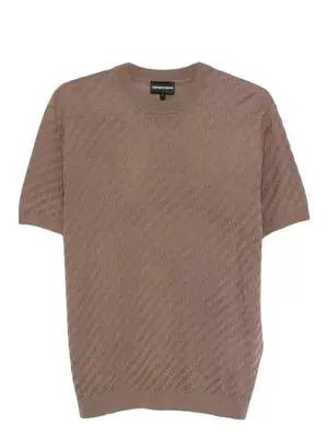Emporio Armani Round-neck Textured T-shirt - Brown