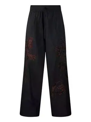 P.a.r.o.s.h Floral-embroidered Trousers - Black