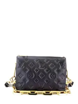 LOUIS VUITTON Coussin Bb Monogram Embossed Lambskin Crossbody Bag - Black