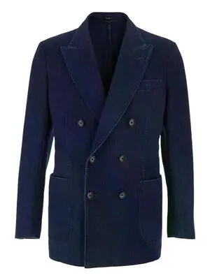TOM FORD Double-breasted Peak-lapel Coat - Blue
