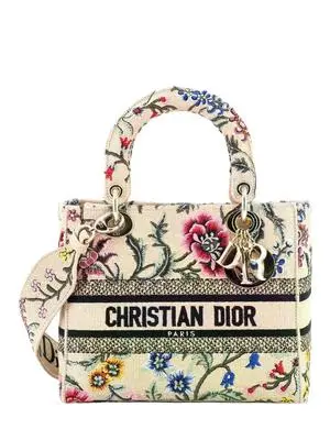 DIOR Lady D-Lite Embroidered Raffia Medium Satchel