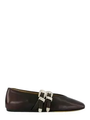 Le Monde Beryl Claudia Leather Ballet Flats - Brown