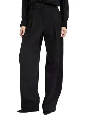 Patrizia Pepe Pleated Wide-leg Trousers - Black
