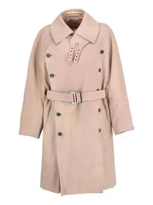 Saint Laurent Double-breasted Belted Coat - Neutrals