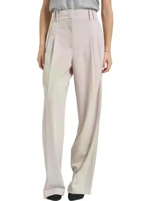 Patrizia Pepe Pleated Wide Leg Trousers - Neutrals